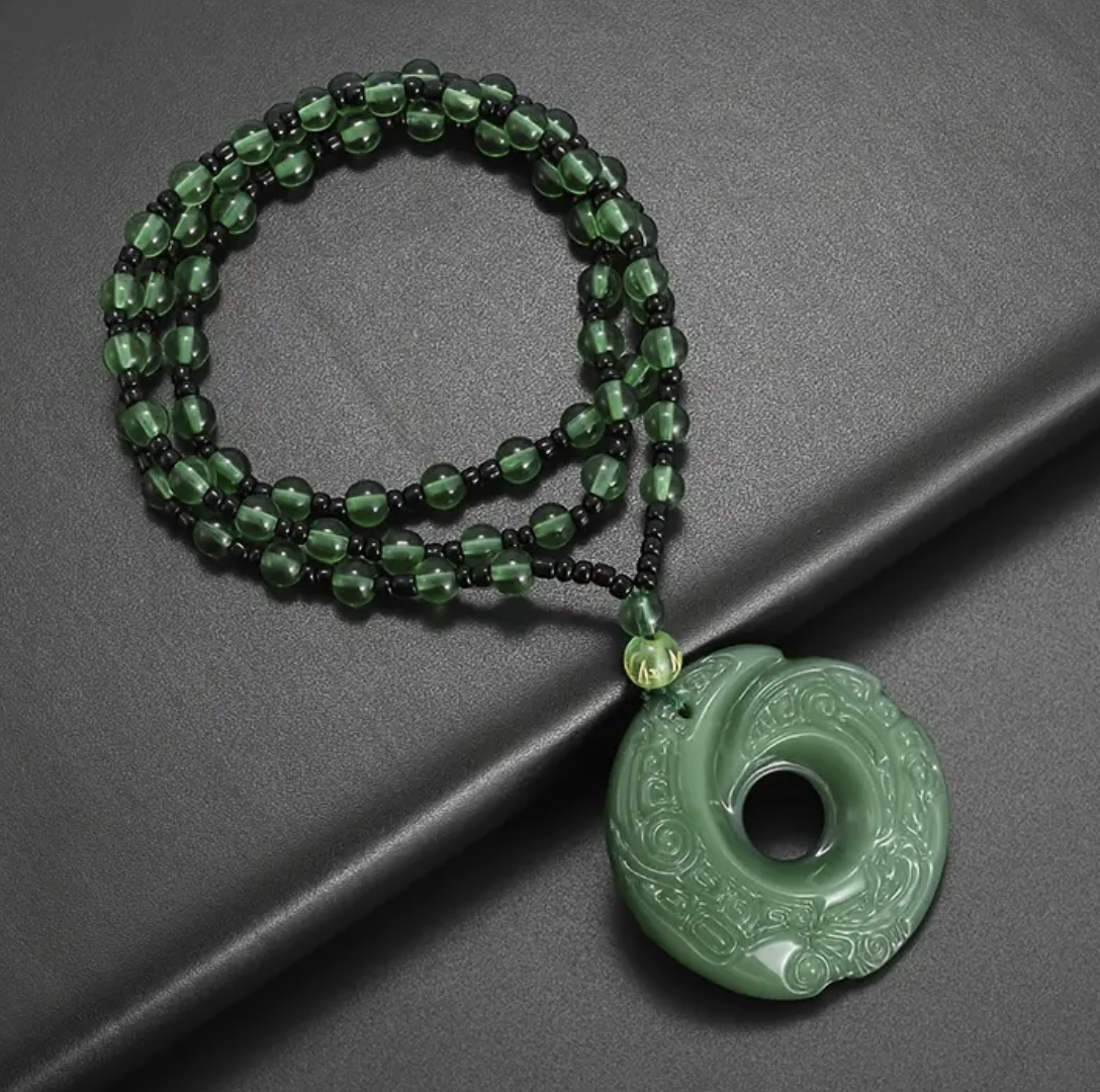 Groene Jade Edelsteen Ketting met Wervelwind Bedel - Ki Centrum